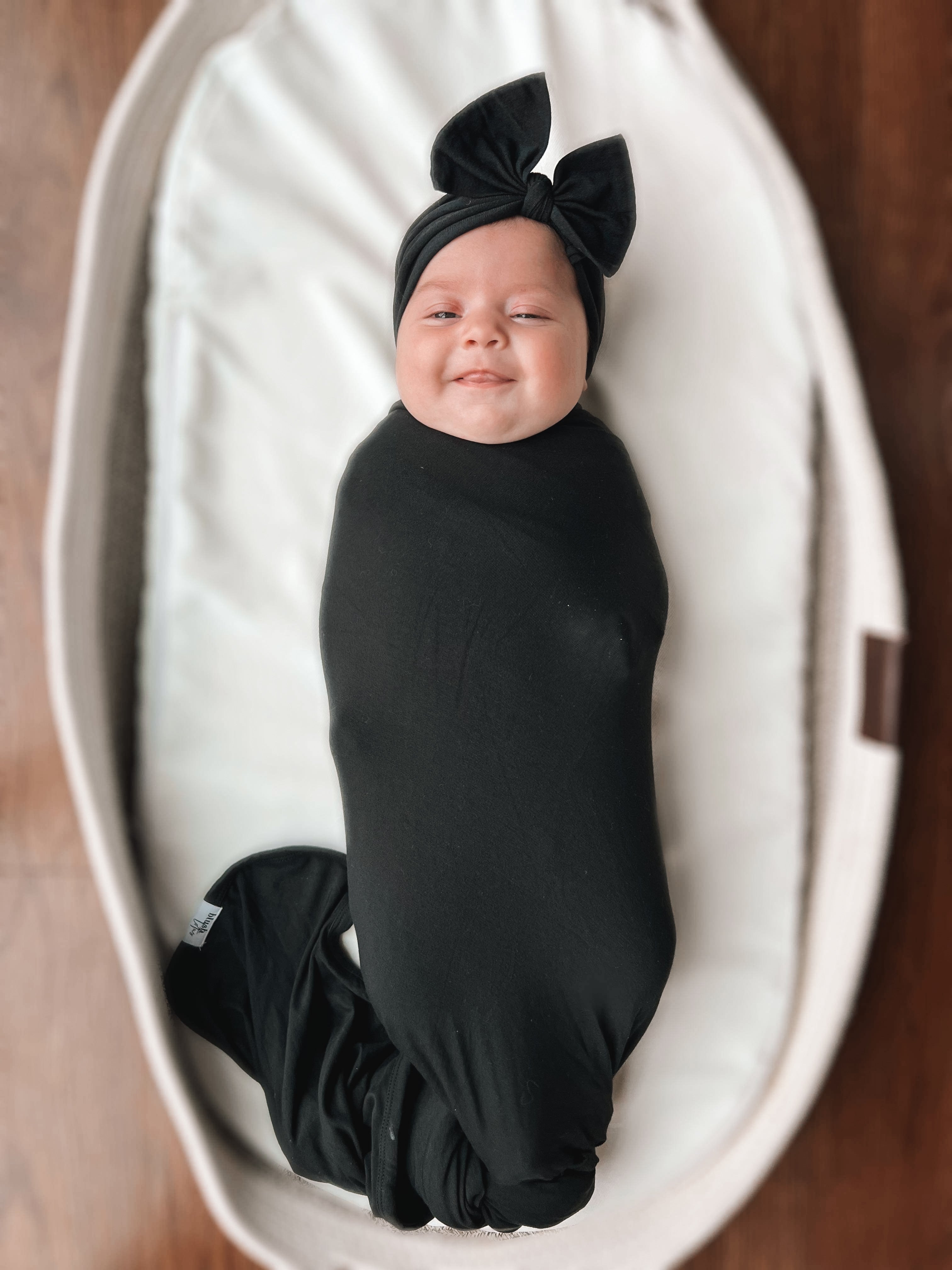 Black - Swaddle Set (headband or hat) – Blush Lotus