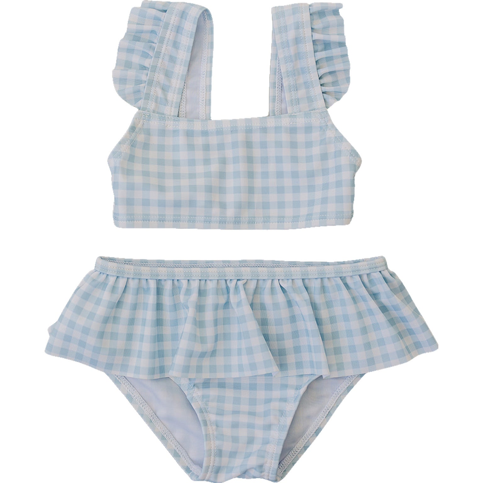 Light Blue Gingham Ruffle Bikini Set – Blush Lotus